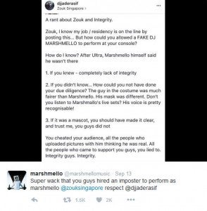 Zouk Singapore Slammed After Allegedly Hiring Fake DJ Marshmello to ...