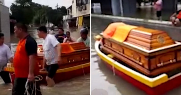 Viral Video Shows Family 'Floating' Coffin Through Waters Due to Penang ...