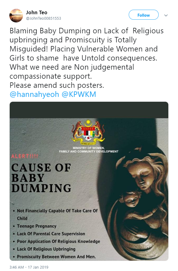Baby-Dumping Poster Released By Women's Ministry Under Fire For Victim ...