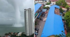Waterspout in Penang Creates Huge Waves in The Sea, Tears Down Stalls ...