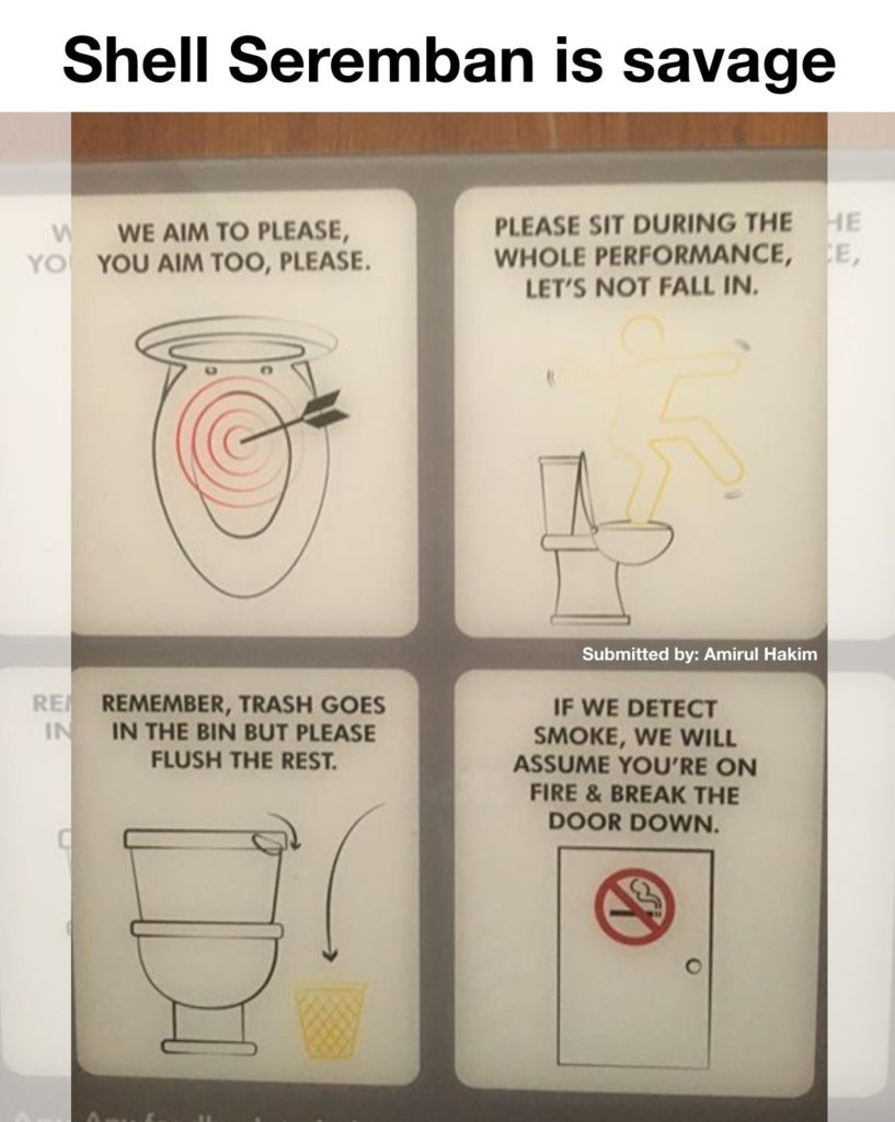 M'sian Netizens Share Hilarious Public Toilet Hygiene Signs, Bringing ...