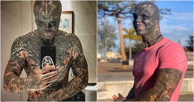 Man Turns Himself Into 'Black Alien' With Massive Body Modifications ...