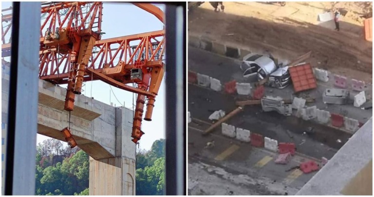(UPDATED) Crane Part Falls On Car At SUKE Highway Construction, 3 ...