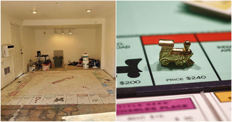 Couple Discovers Life-Size Hand-Painted Monopoly Board Under House ...