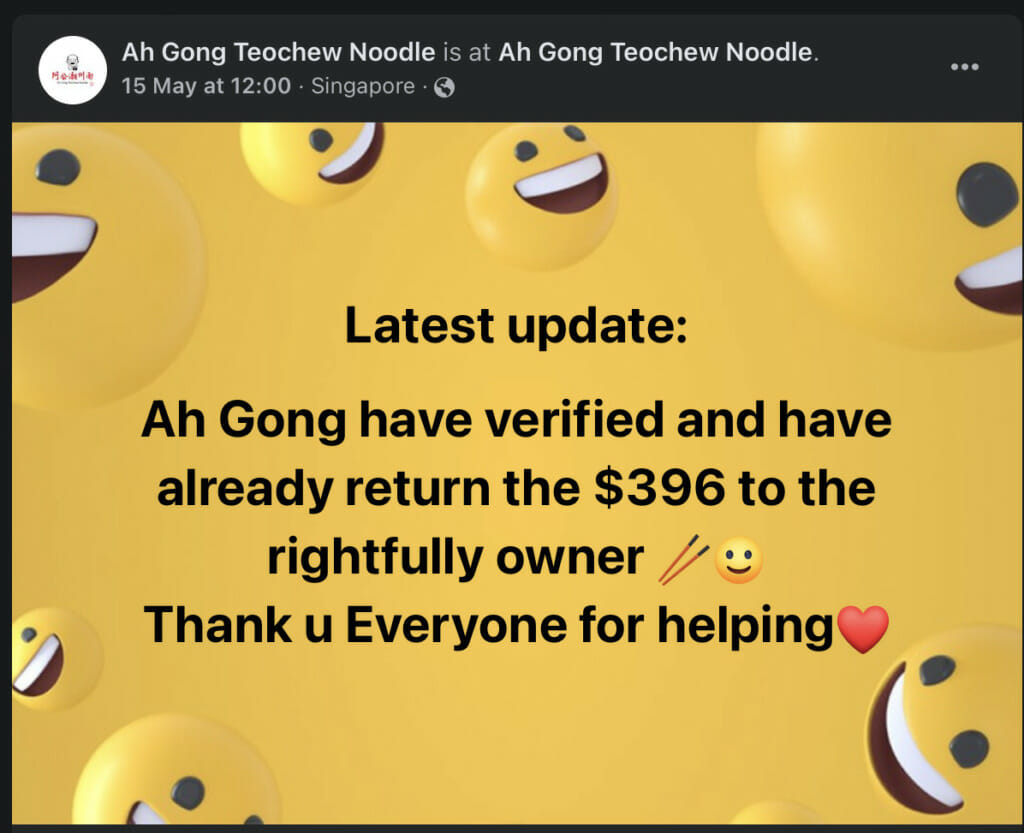 Honest S'pore Hawker Finds & Returns Money to Patron Who Mistakenly ...