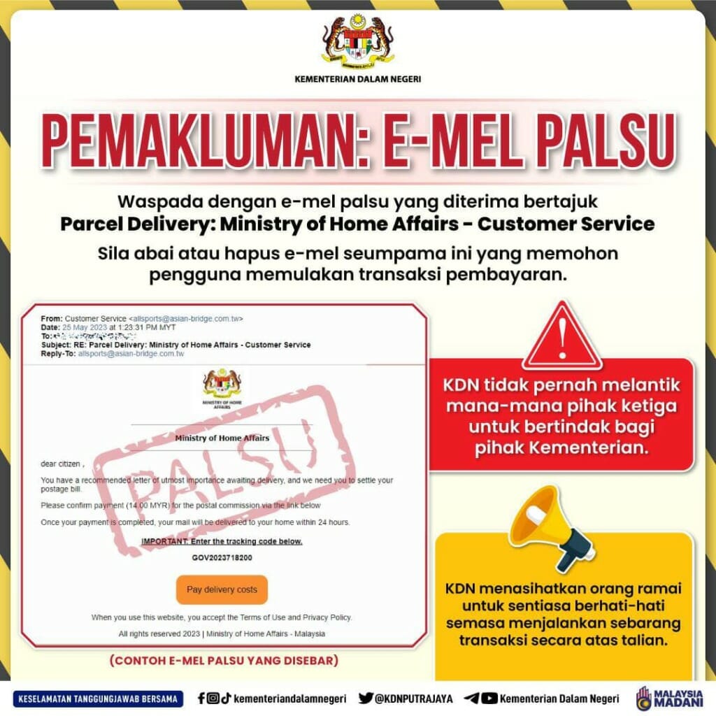 Ministry of Home Affairs Warns M’sians to Not Fall For Scam Asking For ...