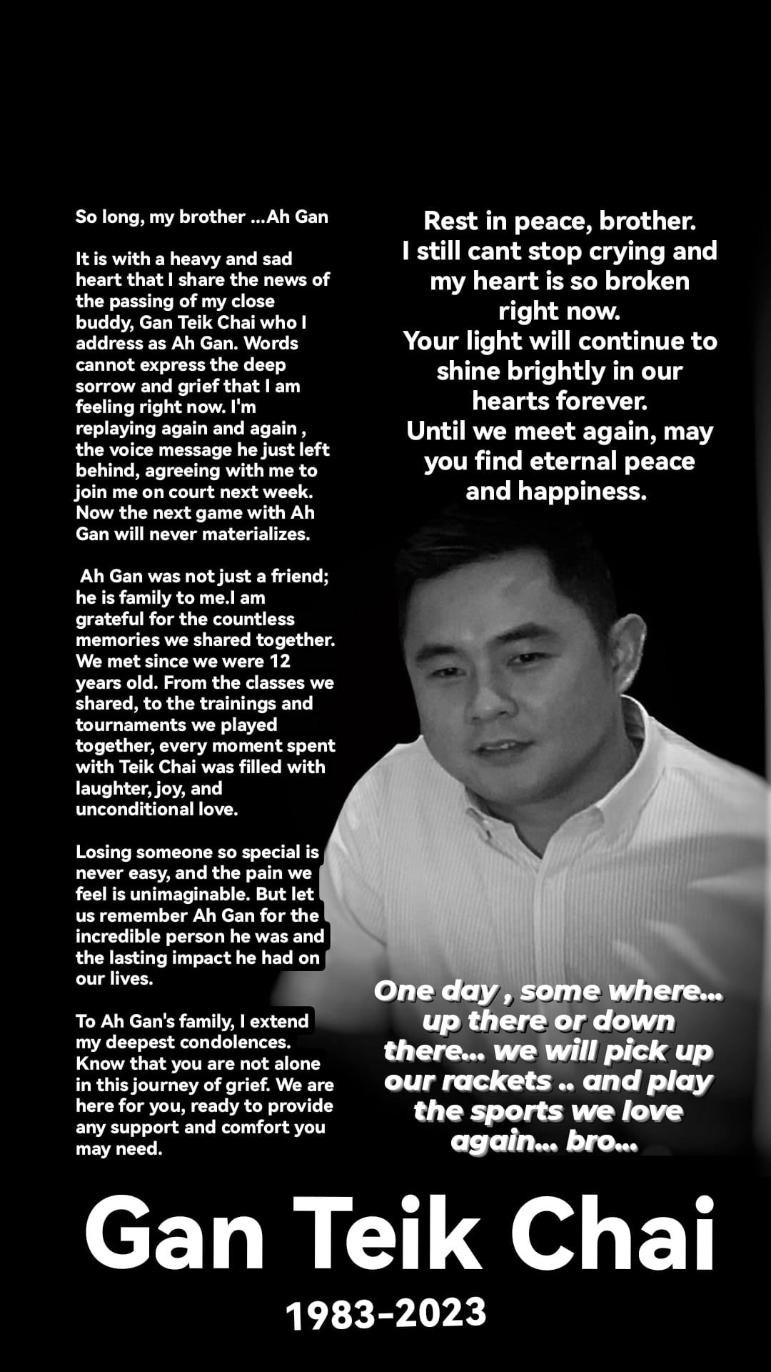 Former M'sian Badminton Player Gan Tiek Chai Passes Away - WORLD OF BUZZ