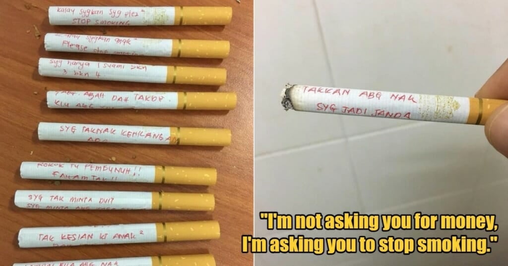 Loving M'sian Woman Leaves Messages on Husband's Cigarettes to Get Him ...