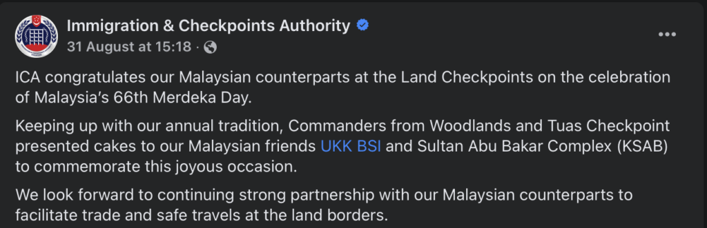 S'pore Immigration Sends B'day Cake to Their M'sian Counterpart for ...