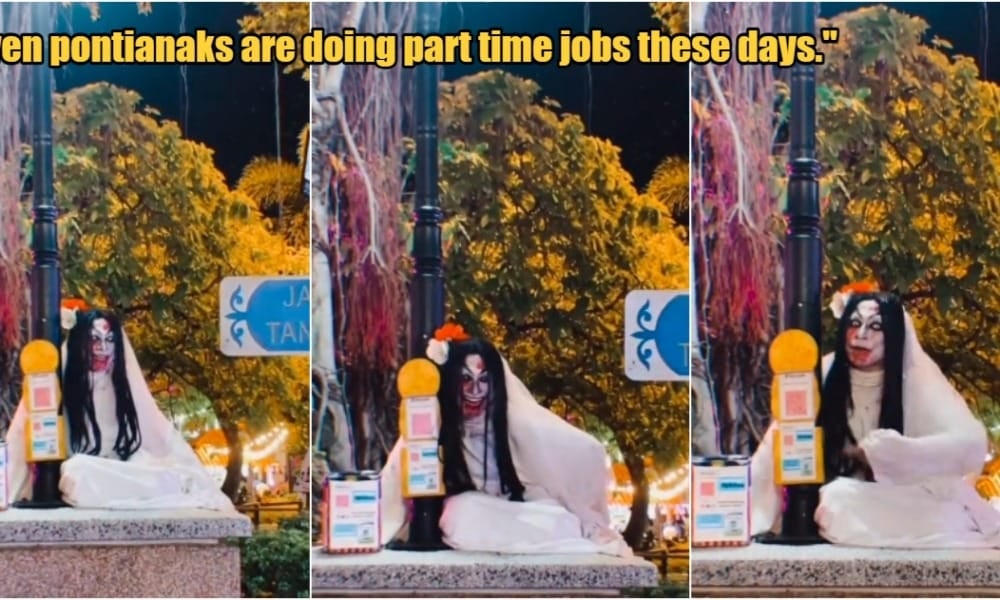 Modern Day Pontianak Works as a Busker in Melaka, Even Uses QR Code for ...