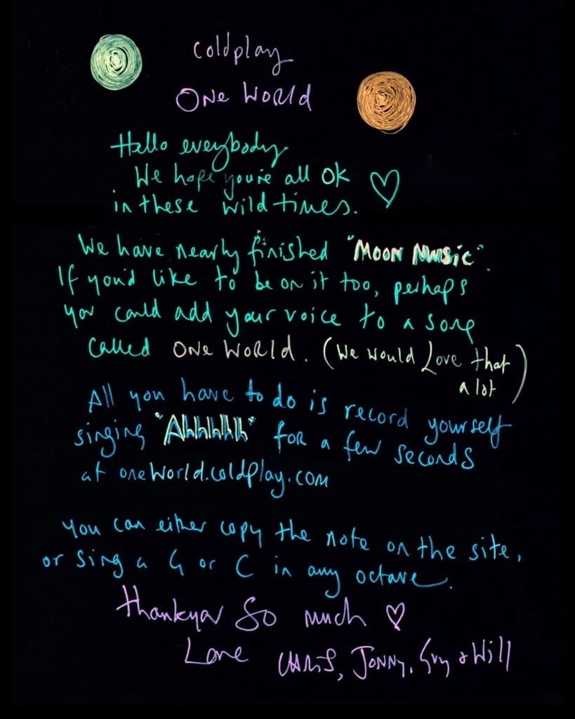 Coldplay Asks Fans From Around The World To Help Complete Their New ...