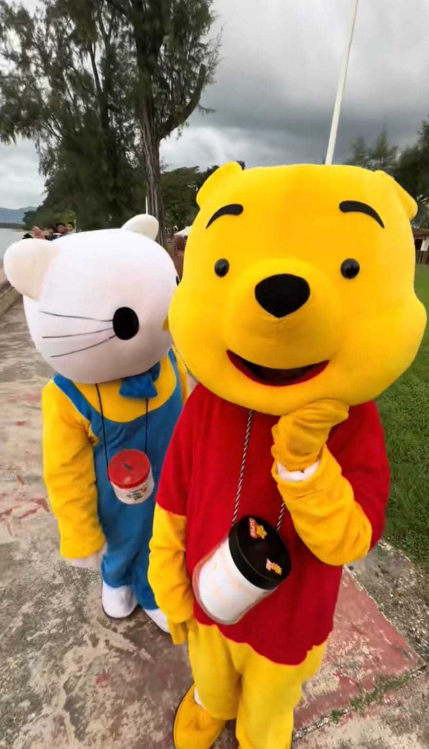 M'sian Couple Use Winnie The Pooh & Hello Kitty Mascot Heads for ...