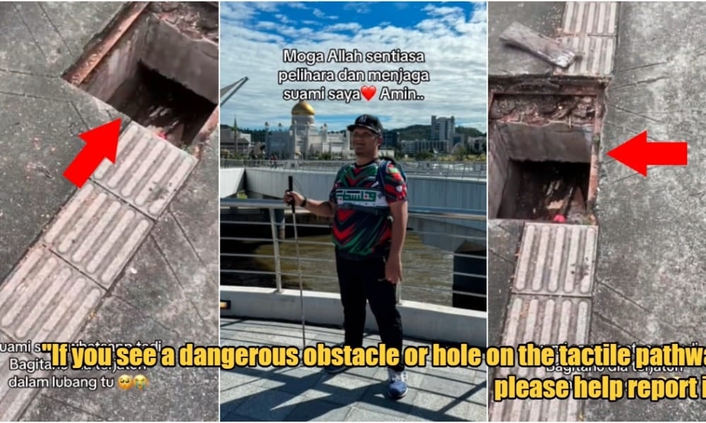 Blind M'sian Falls Into Open Drain Hole Directly on Tactile Pathway in ...