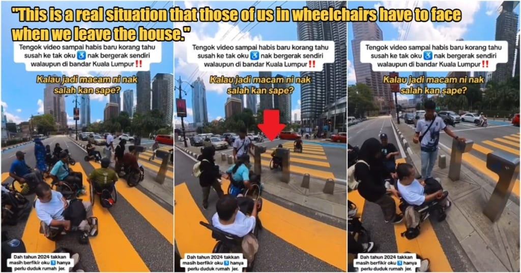 "One by one" - Wheelchair Users Get Stuck at Crosswalk in KL Due to ...