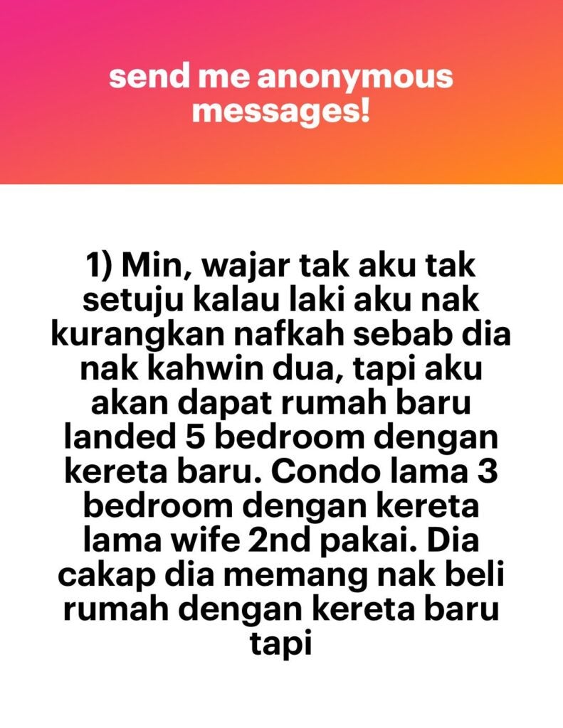 M'sian Wife Upset That Husband Wants to Reduce RM6k Allowance to Give Equal Amount to 2nd Wife ...