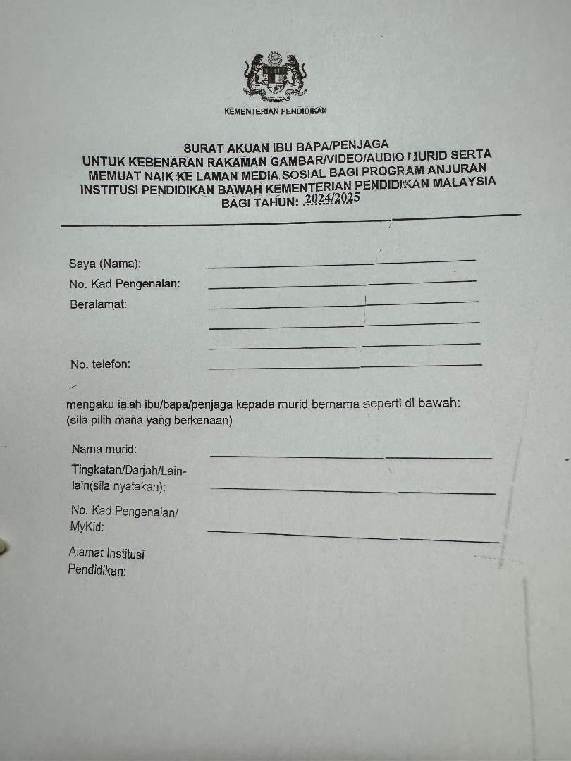 M’sian Questions MOE Consent Form Requesting to Feature Students in ...