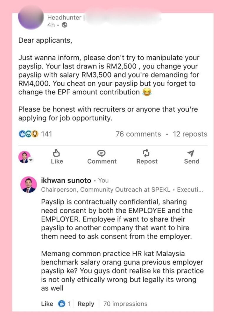 M'sian CEO Slams "Unethical" HR Personnel & Recruiters for Asking Job Seekers for Payslips ...