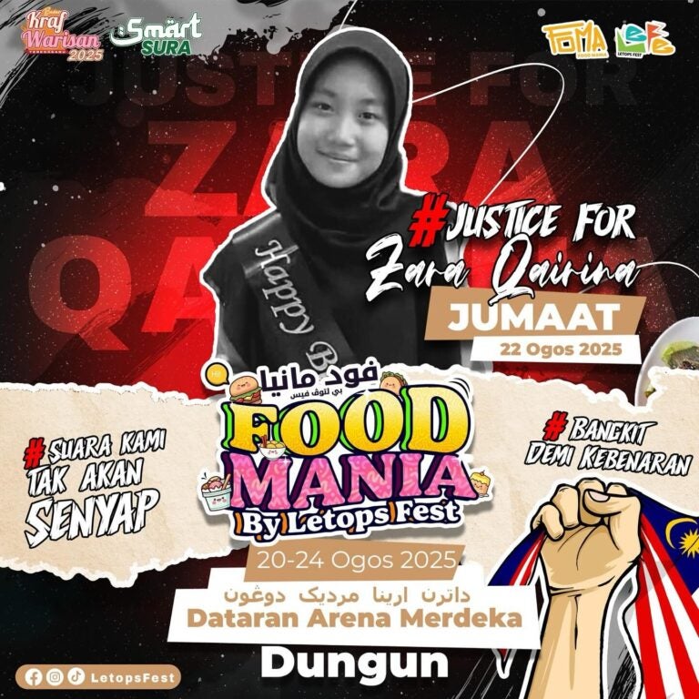 "Profit from Zara" - Food Festival Organiser Bashed for Using Image of Zara Qairina in ...