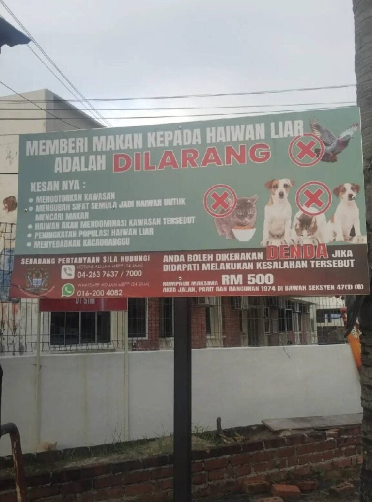 "Up to RM500 fine" - Viral Penang Signboard Warning Against Feeding ...
